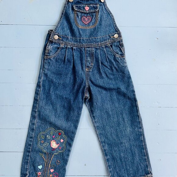 OshKosh B'gosh | Bottoms | Oshkosh Denim Overalls Bird Tree Heart ...